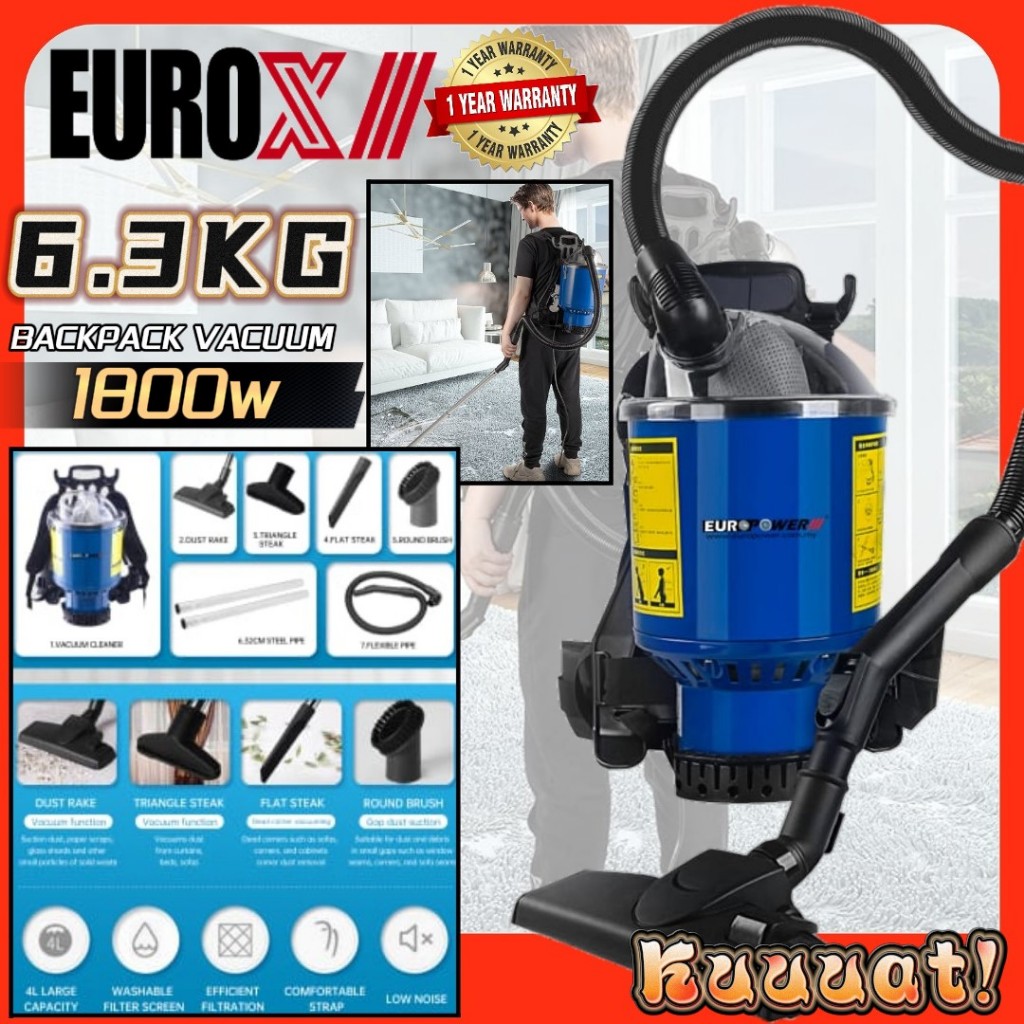 EUROX/// VAC-1004BP 1800w Portable Backpack Vacuum Cleaner | Shopee Malaysia