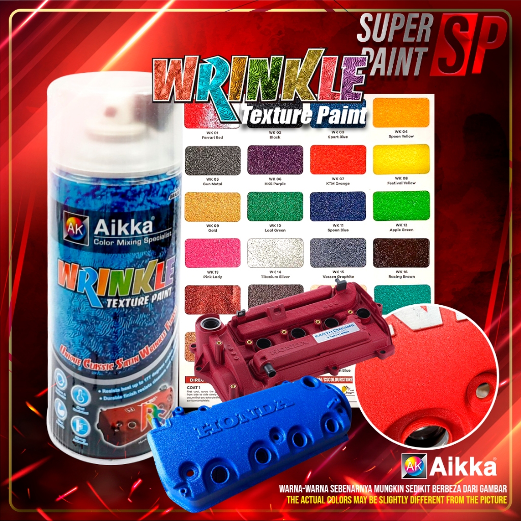 AIKKA WRINKLE Texture Paint 400ml Spray Tin WK01-WK18 Cat Menggerutu ...