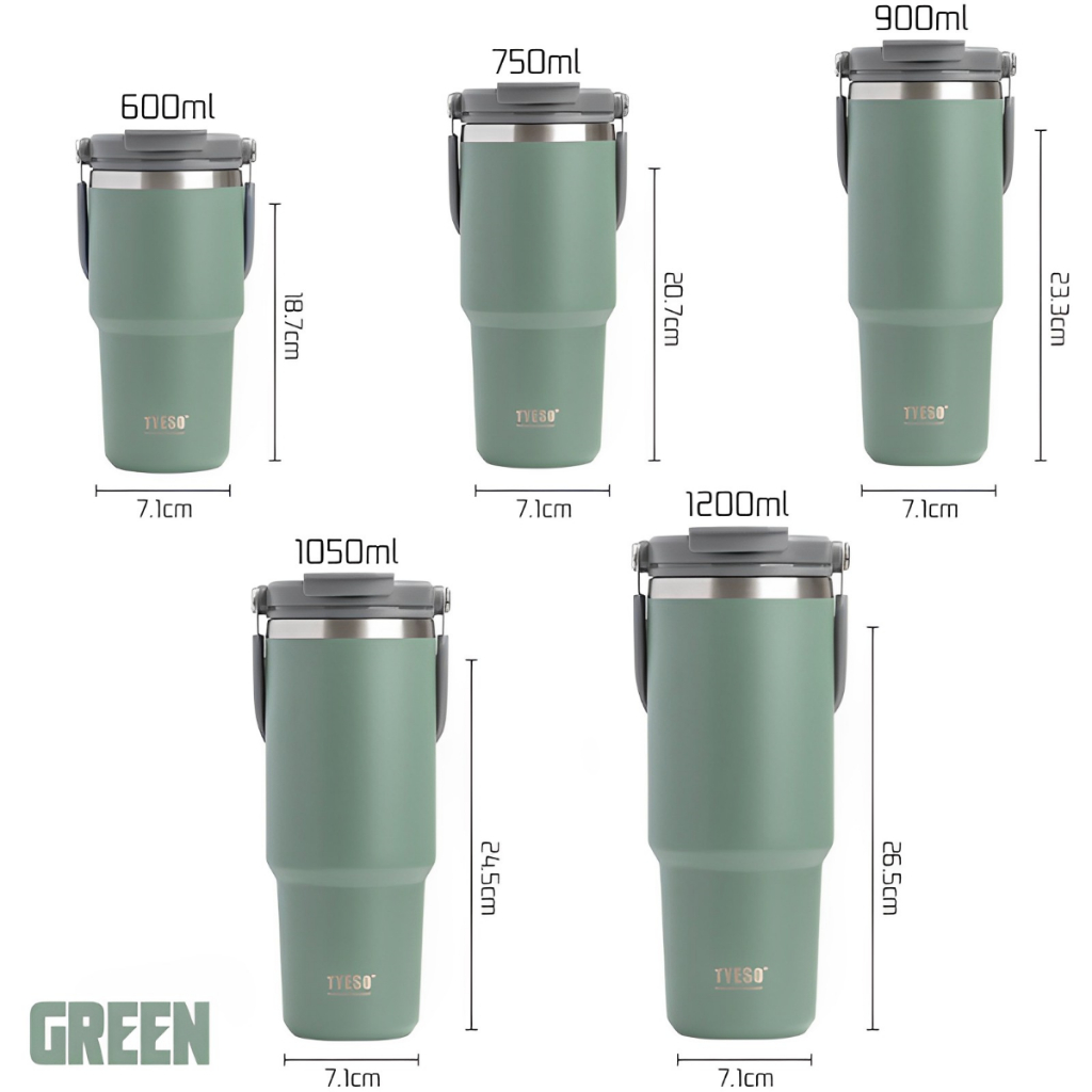 Tyeso Tumbler With Handle 600/750/900/1050/1200ml 304 Stainless Steel ...