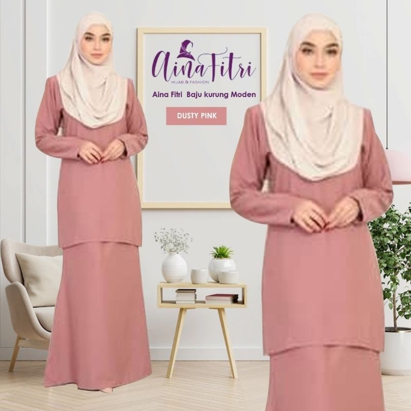 Baju Kurung Moden Simple. Aina Fitri Collection. Ready Stock Ironless ...