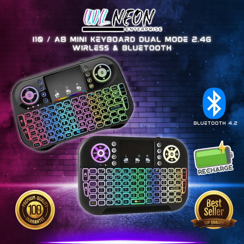 i10 / A8 MINI WIRELESS KEYBOARD WITH DUAL MODE 2.4G & BLUETOOTH ...