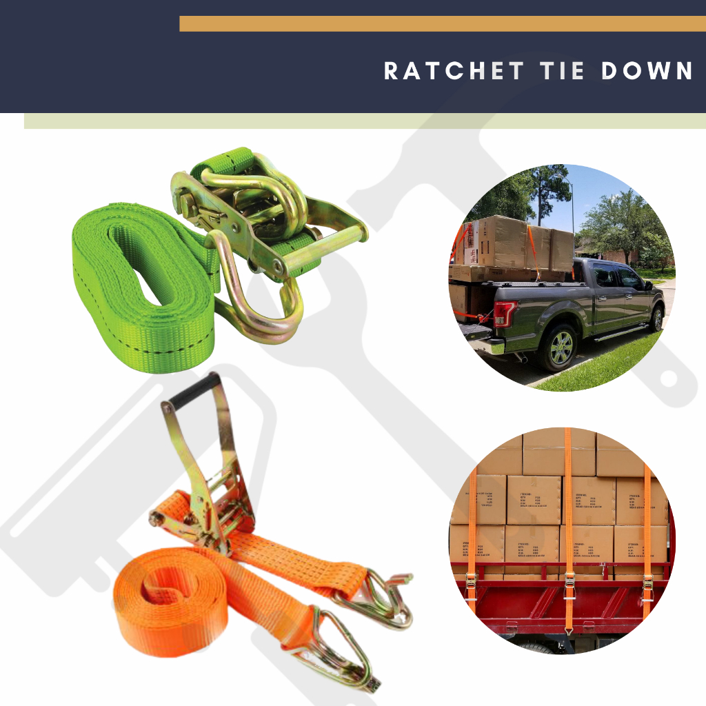 1" x 4.5M / 2" x 10M Ratchet Tie Down | Lorry Tie Down | 4x4 Pickup Truck Tie Down | Tali Ikat ...