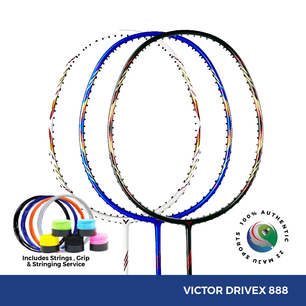 VICTOR DRIVE X 888H ( FOC STRING + STRINGING + GRIP ) 4U BADMINTON ...
