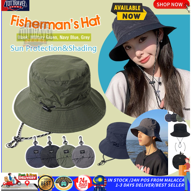 topi pantai cap men Waterproof Bucket Hat Fisherman Hat Quick-Drying ...