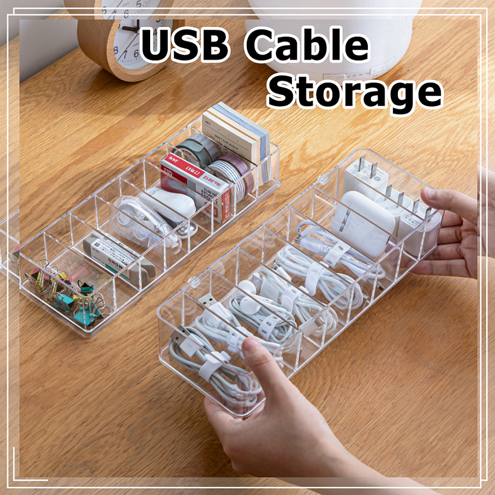 Transparent Desktop Cable Organizer Box USB Storage Box USB ...