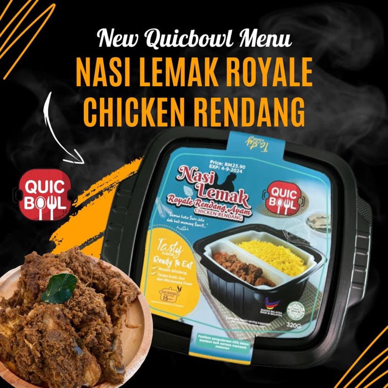 Quicbowl nasi lemak Royal rendang ayam halal instant food quick bowl ...