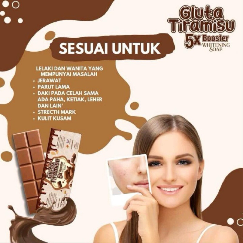 💯 Original Gluta Tiramisu Sabun Coklat 5x Booster Whitening | Shopee ...