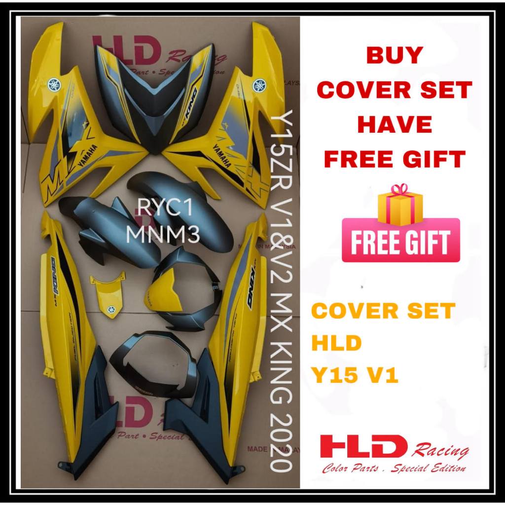 COVERSET BODYSET YAMAHA Y15 Y15zr V1 V2 MX KING 2020 YELLOW GREY ...
