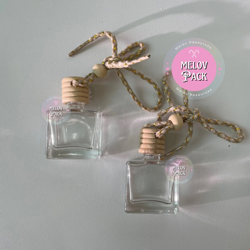 Botol kaca pewangi kereta Car perfume bottle with wooden cal 10ml ...