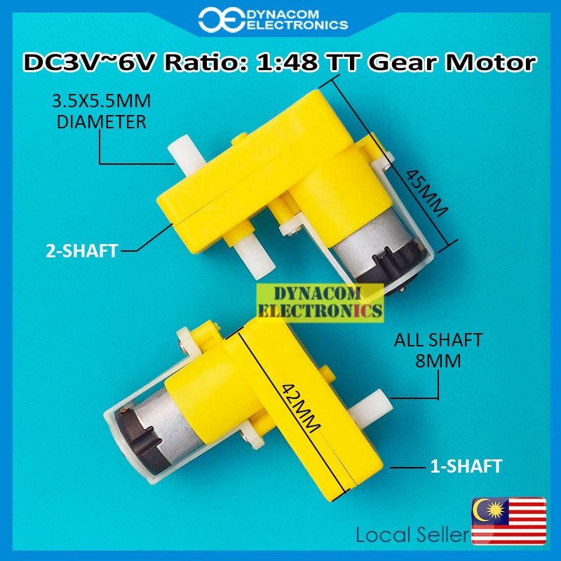 L Shape Plastic Gear Motor DC3V~6V Robot TT Gear Motor School Project ...