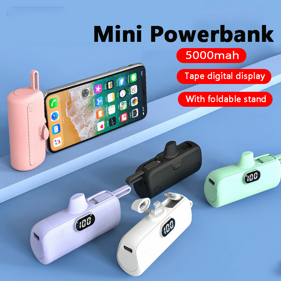 Capsule Mini Portable Power Bank 5000mAh Android Type-C & IOS Mini ...