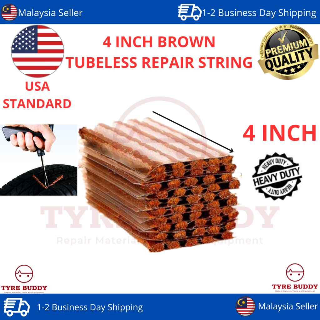 Tubeless Tyre Puncture Repair String Brown 4 Inch & 8 Inch (USA ...
