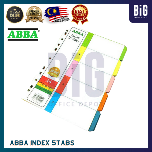 【READY STOCK | 100% QUALITY】ABBA INDEX DIVIDER 5 10 COLOR TABS | A-Z ...