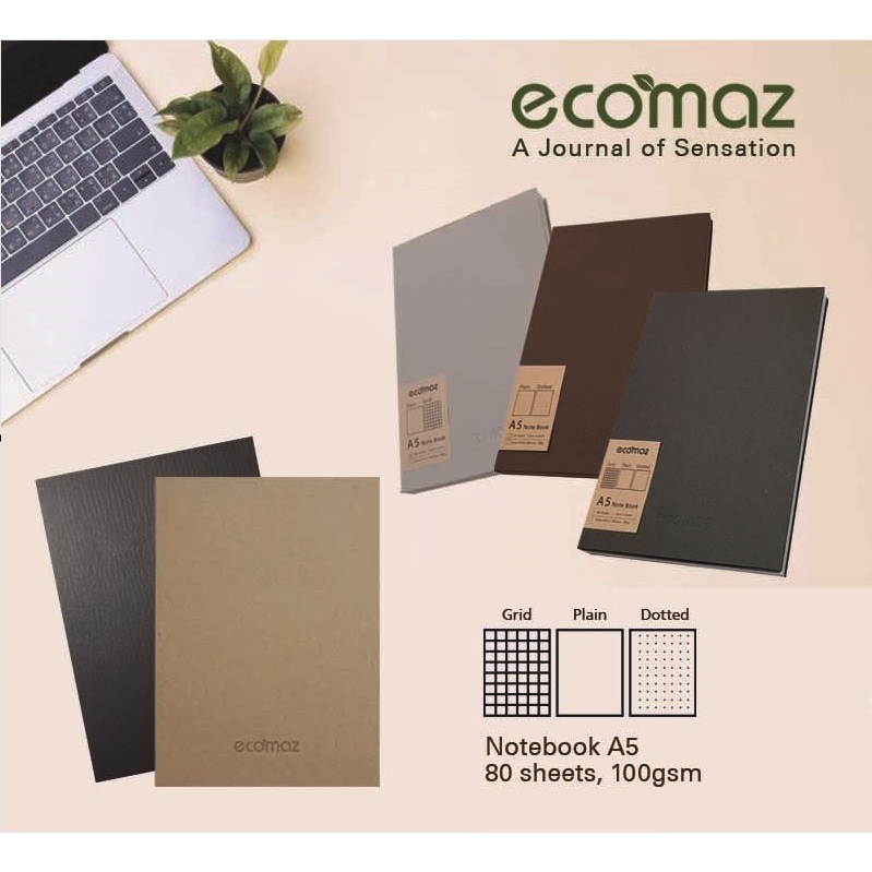 eComaz Book Note Book A5 Plains/Dots/Grids 80sheet/Buku Nota eComaz A5 ...