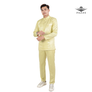 Pazze Baju Melayu Modern Slim Fit - Soft Yellow Elegant Gold Lilac ...