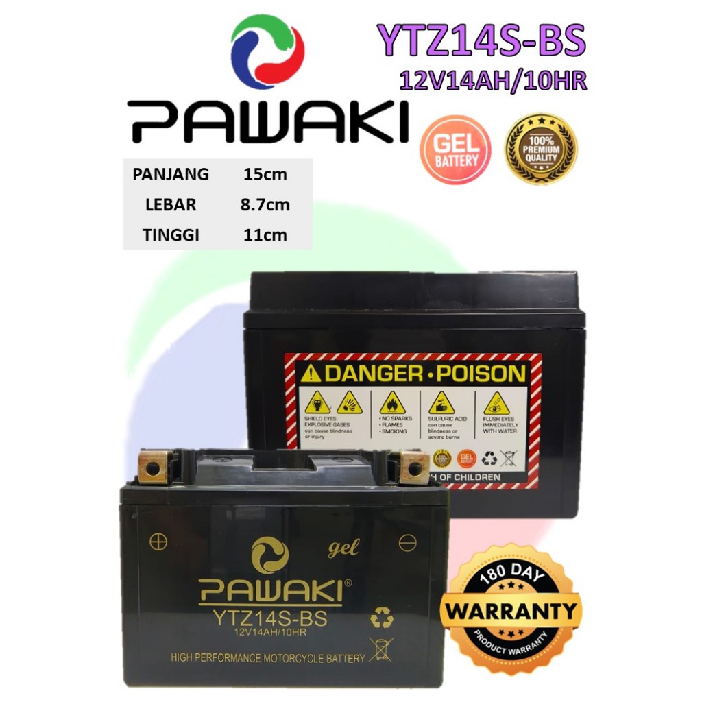 Pawaki Gel Bateri Motor YTZ14S-BS Battery Motorcycle KAWASAKI ZZR FZ1 ...