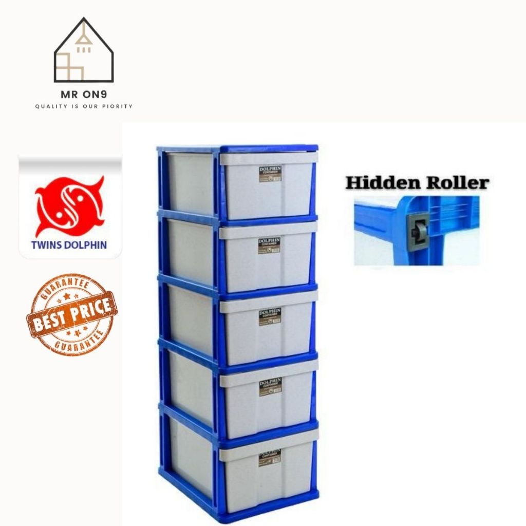 DOLPHIN Drawer 5 Tier Plastic Drawer Storage Cabinets Clothes Almari ...