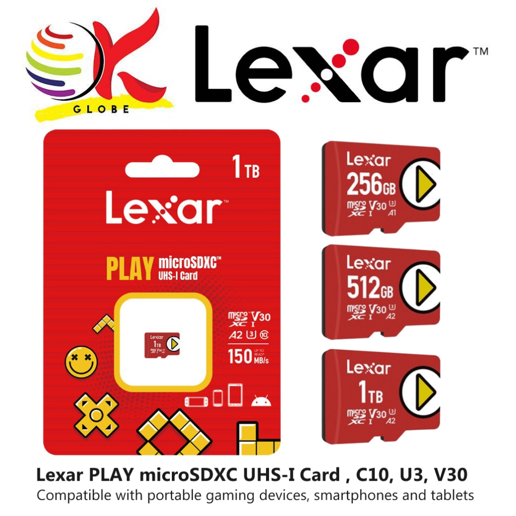 LEXAR PLAY GAMING NINTENDO SWITCH MICROSDXC UHS-I CARD C10, U3, V30, A2 ...