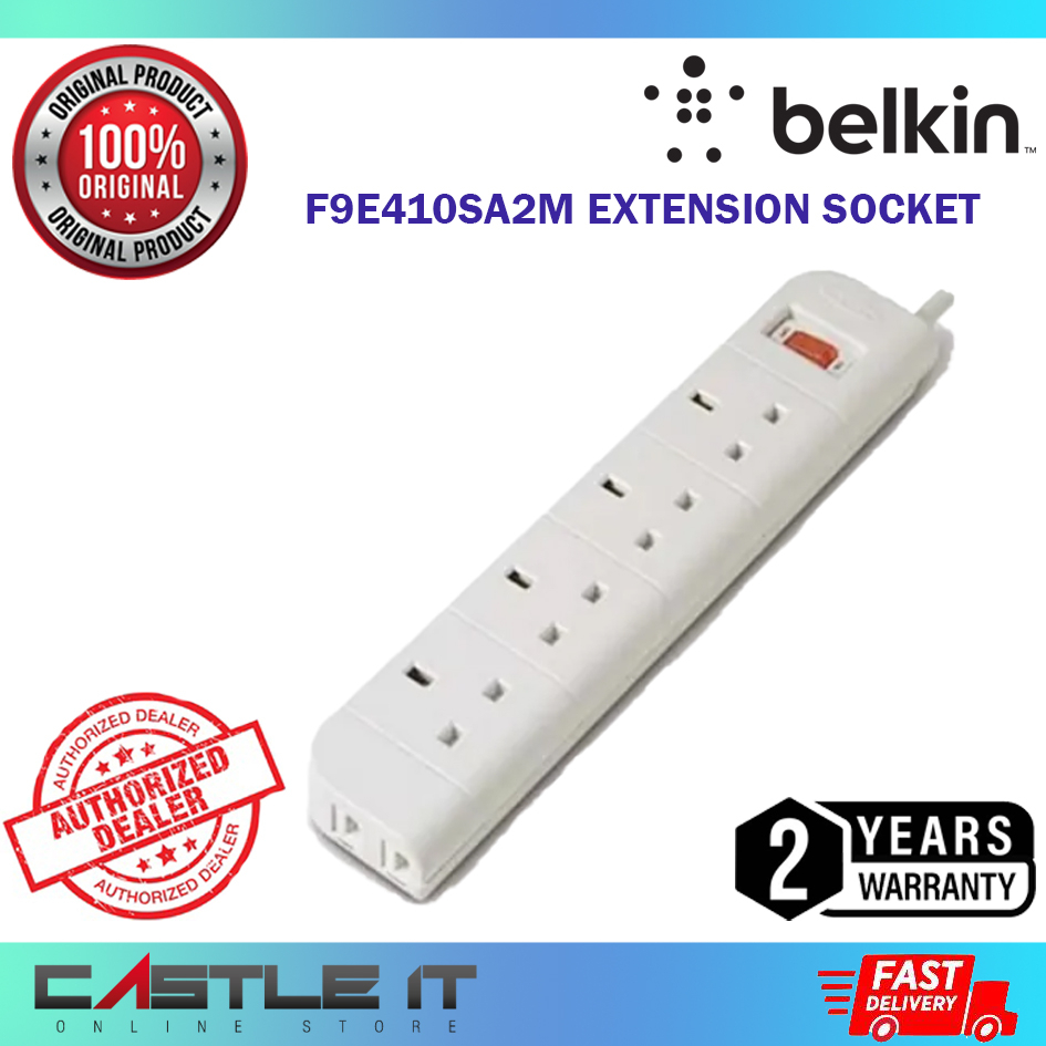 BELKIN F9E410SA2M EXTENSION SOCKET SURGE PROTECTOR 4-PLUGS WITH RJ11 ...
