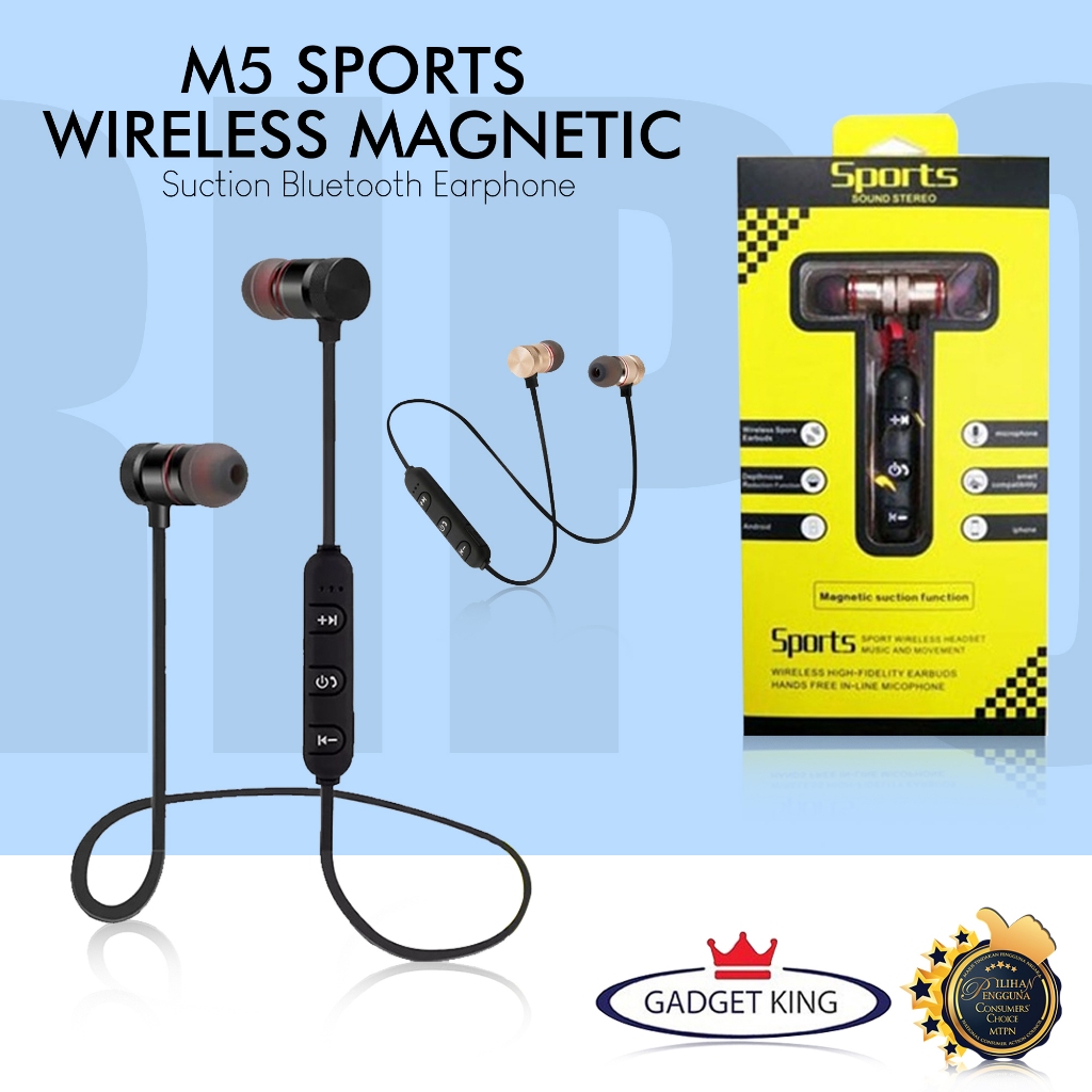 M5 Sports Wireless Magnetic Suction Bluetotth Earphone | Shopee Malaysia
