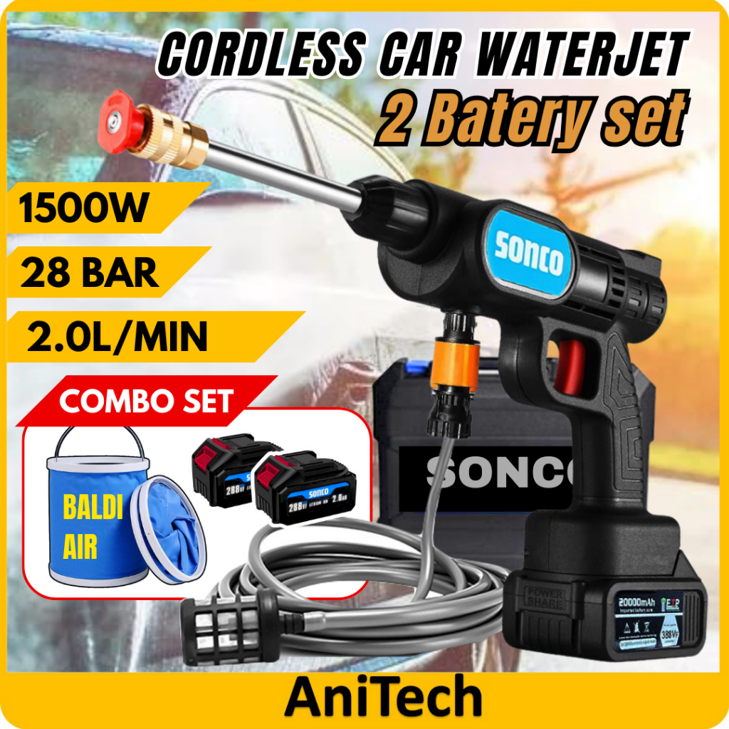 688Vf Cordless Water Jet Portable Car Wash High Pressure Water Gun Spray Cleaner Mesin Jet Air ...