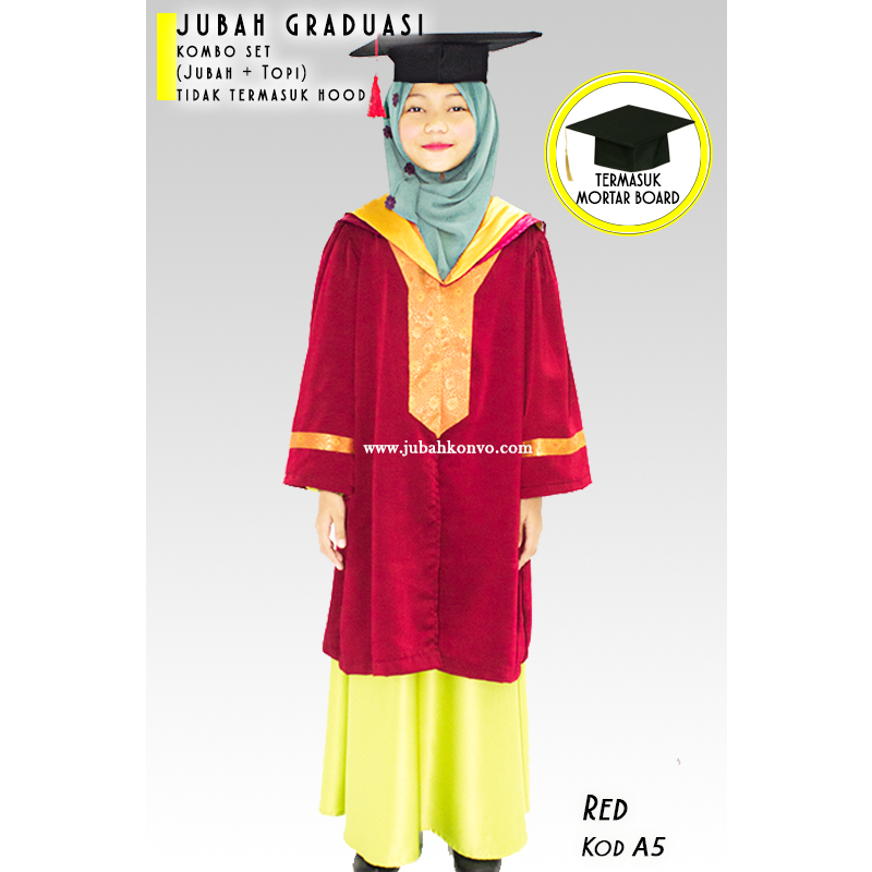 JUBAH KONVO GRADUASI HALF SONGKET MERAH (TADIKA/ PRA SEKOLAH) | Shopee ...