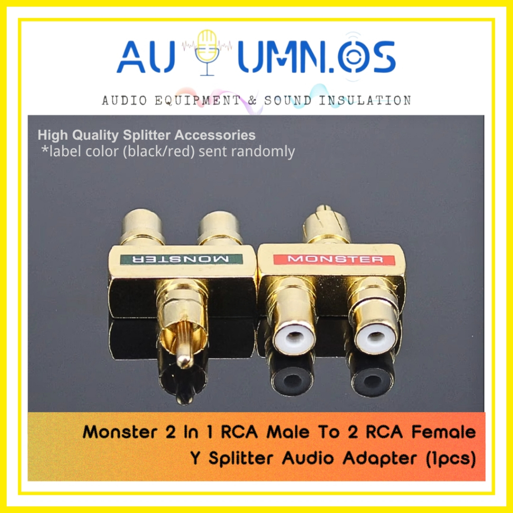 Professional Monster 2 In 1 RCA Male To 2 RCA Female Y Splitter Audio ...