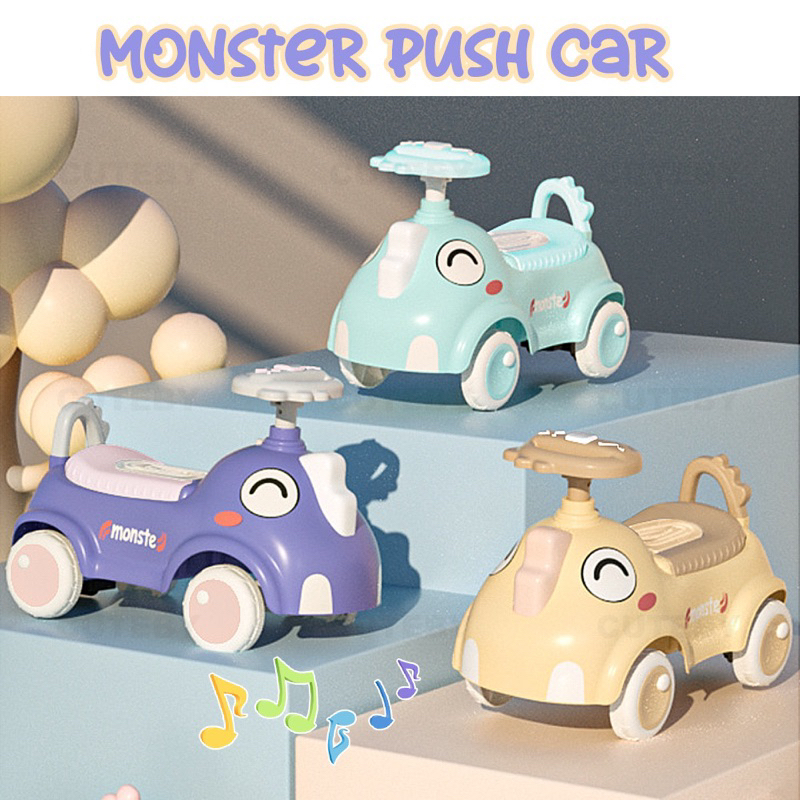 Monster Baby Kid Ride On Push Car with Music Horn Steering Wheel Walker ...