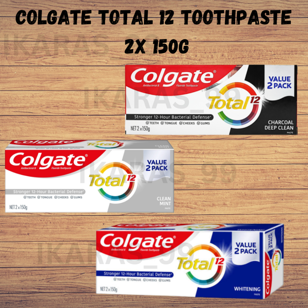 Colgate Total 12 Toothpaste 2x150G (Clean Mint/ Charcoal Deep Clean ...