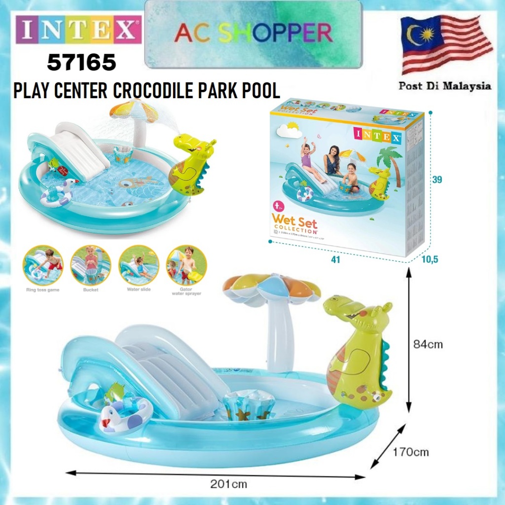 INTEX 57165 Swim Play Pool Alligator Slide Center Inflatable Child Kids ...