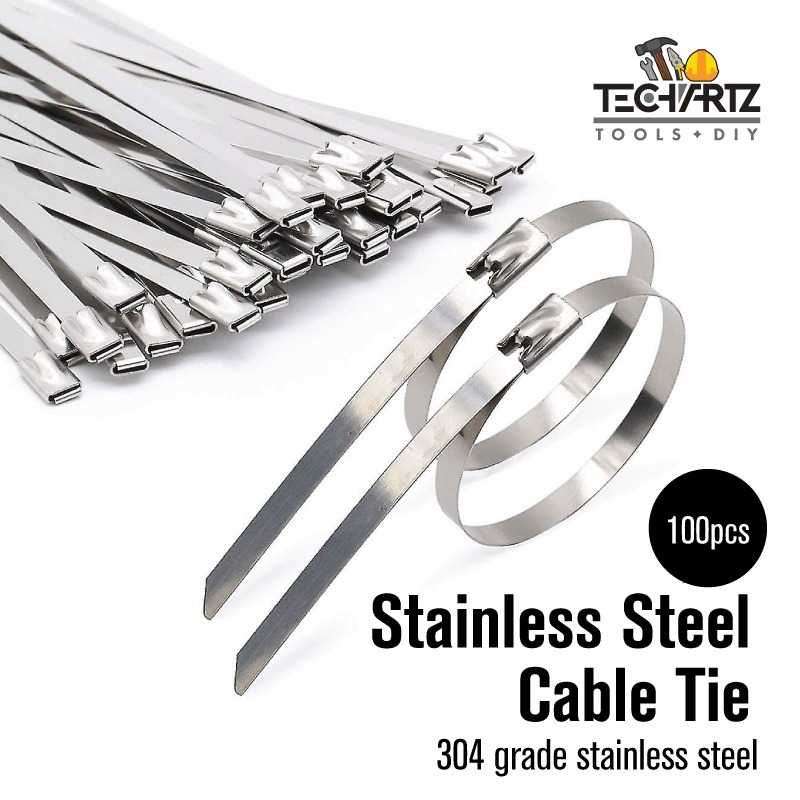 100Pcs 304 Grade Stainless Steel Cable Tie | Multi-Purpose Locking ...