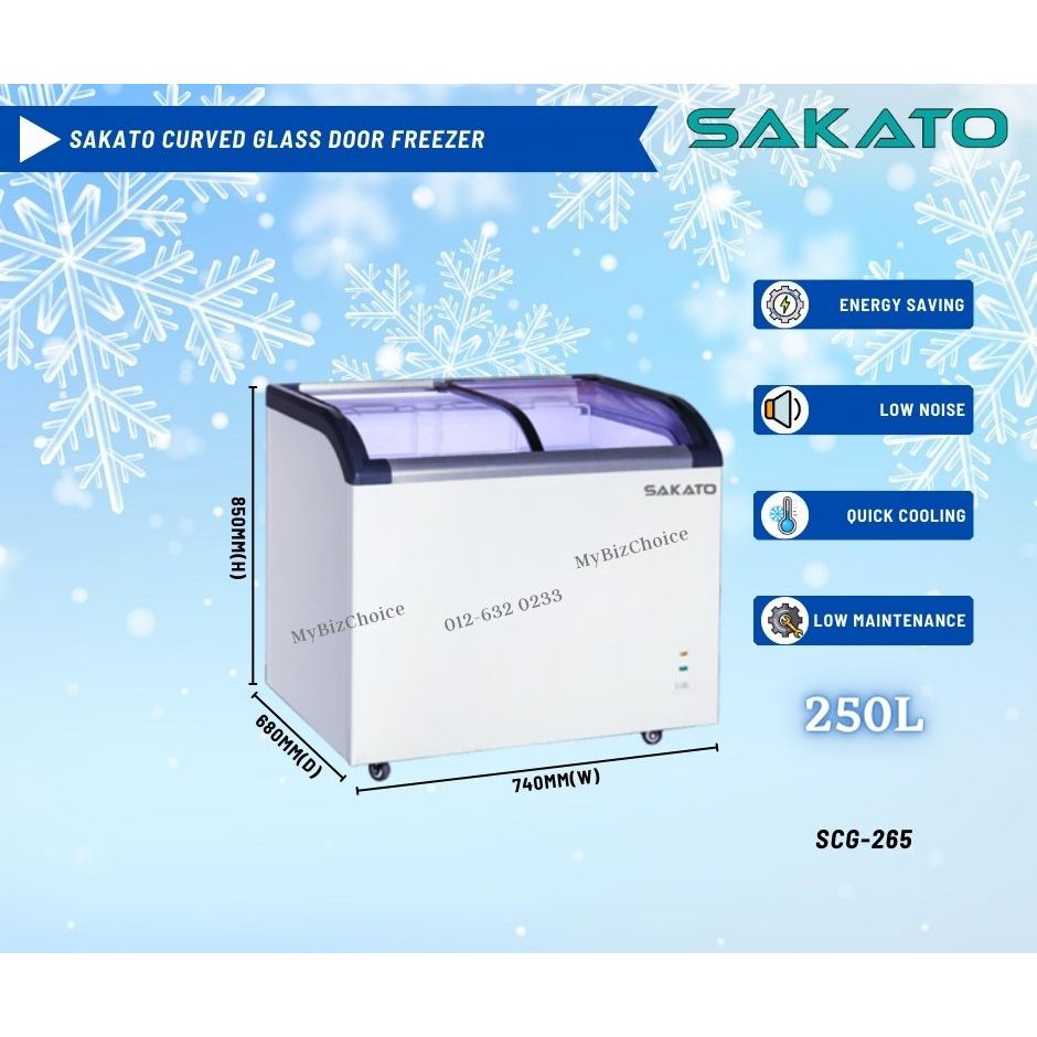 SAKATO Curved Glass Door Freezer [DELIVERY - KLANG VALLEY] - 250L ...