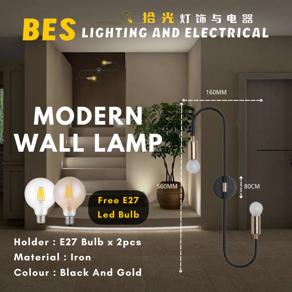 [Ready Stock] Modern Wall Light / Staircase Wall Light (Free Led Bulb ...
