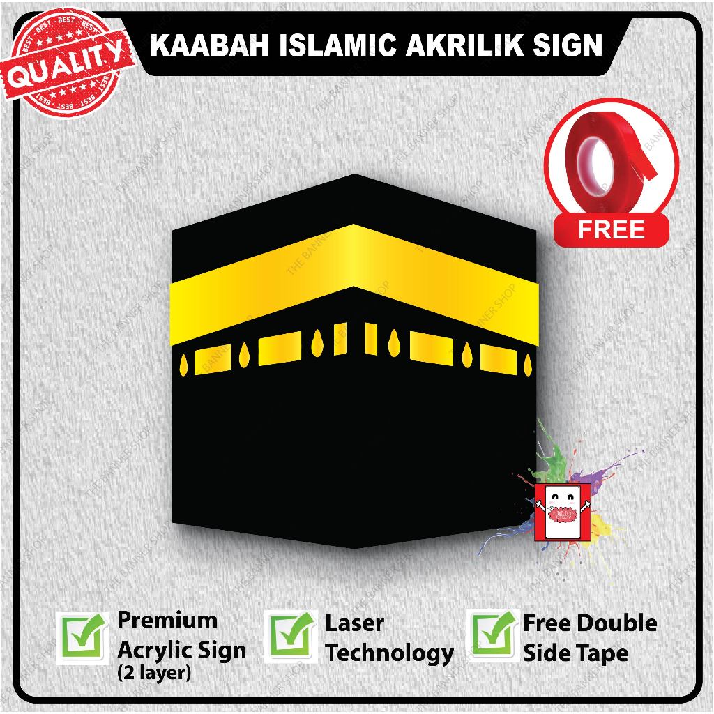 KAABAH Islamic Acrylic Sign Art, KHAT Homedeco Islamik Hiasan Dinding ...
