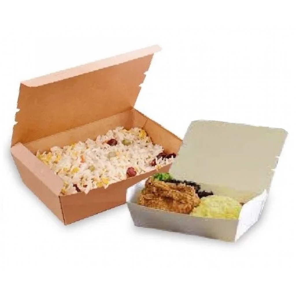 Carton! 500pcs Thick Paper Lunch Box Disposable Take Away Food Delivery ...