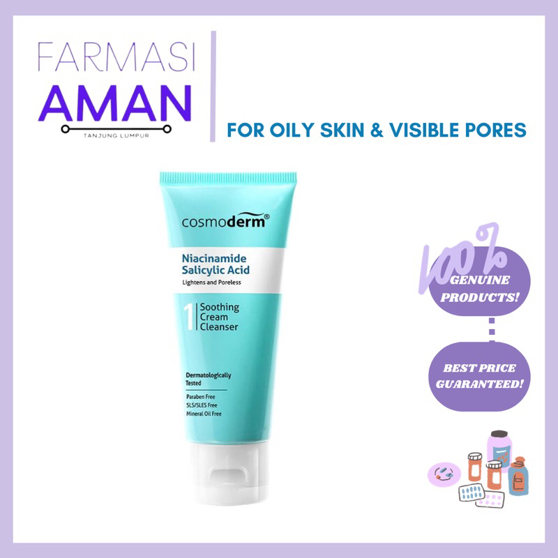 Cosmoderm Niacinamide + Salicylic Acid Soothing Cream Cleanser (50ml / 125ml) | Shopee Malaysia