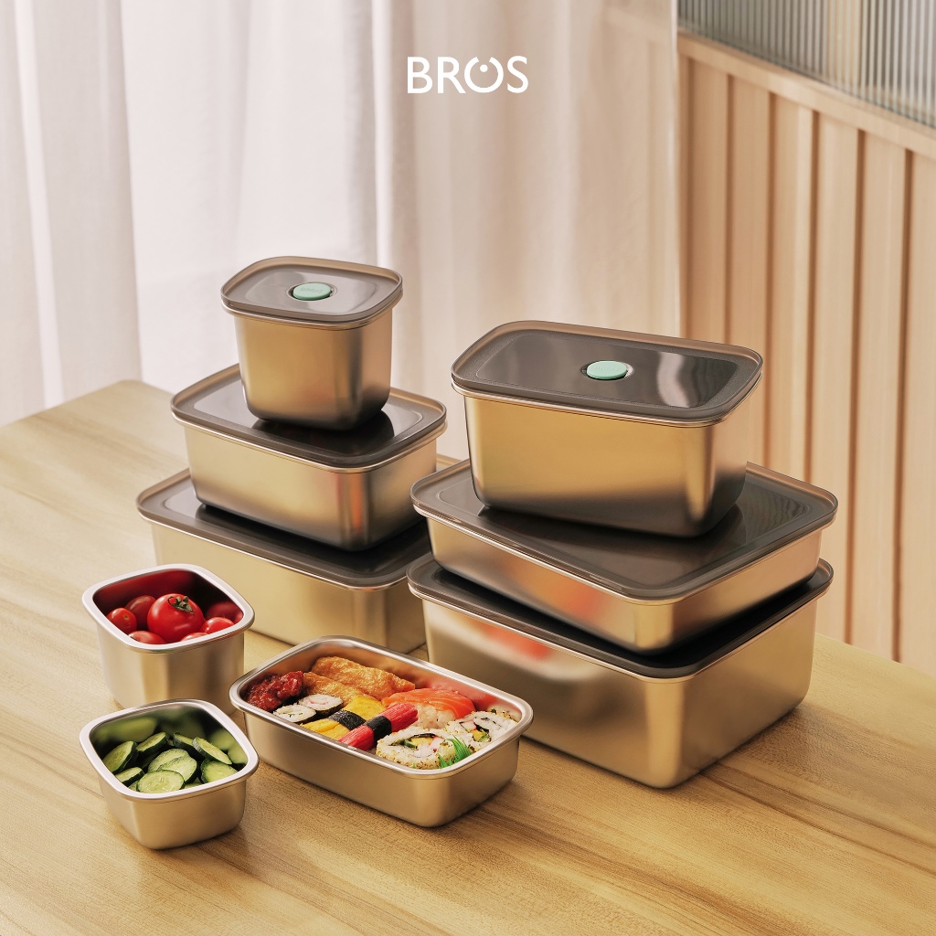 BROS Container SUS 304 Press-In Rectangular-Y | Microwaveable Food Safe ...