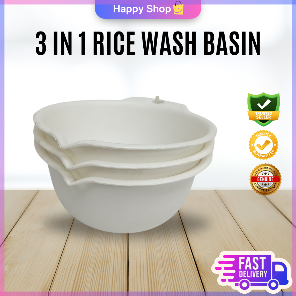 3 pcs Round Rice Plastic Basin / High Quality Round Washing Bowl / Wash ...
