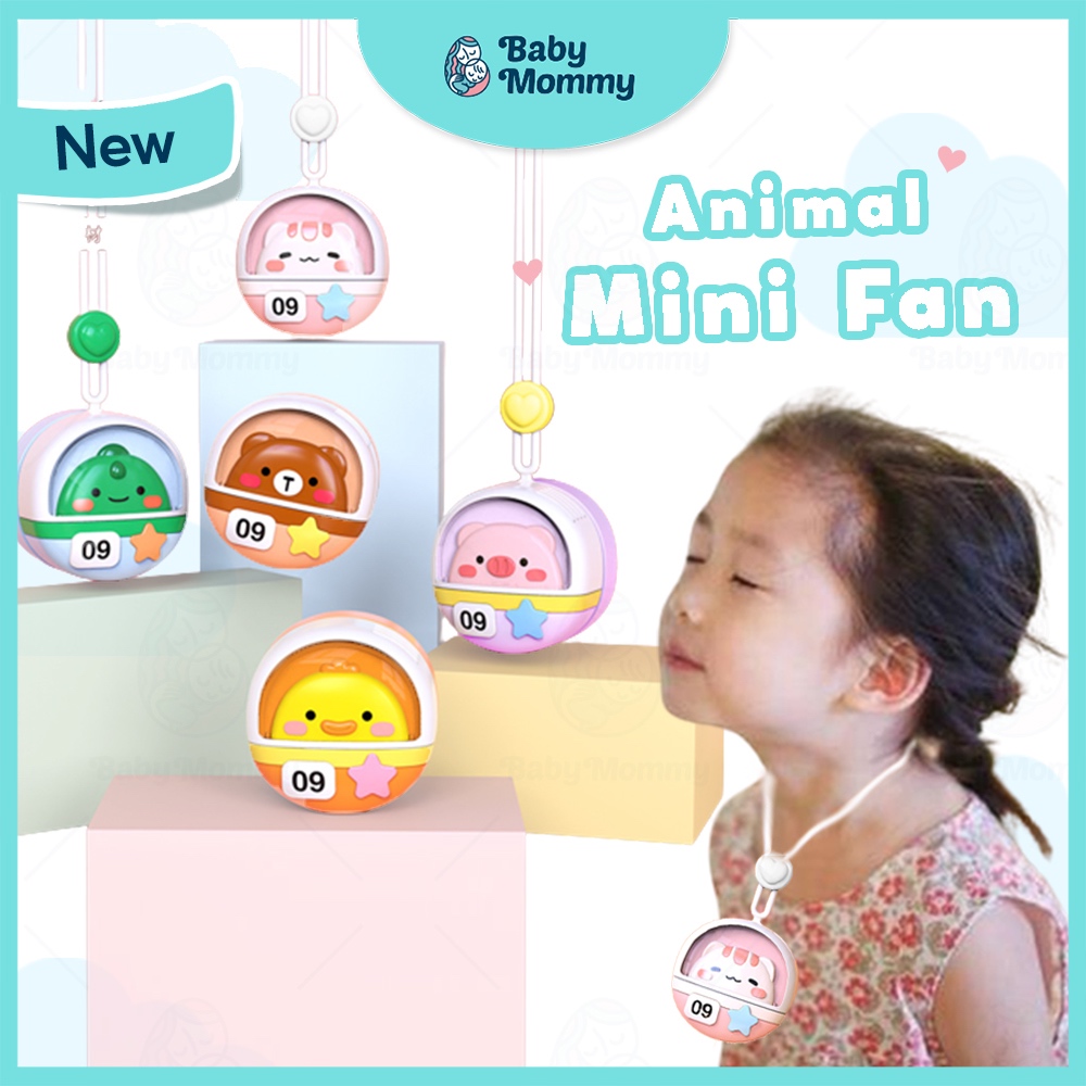 Ready Stock Animal Mini fan Lanyard Fan USB Rechargeable Hanging Neck ...