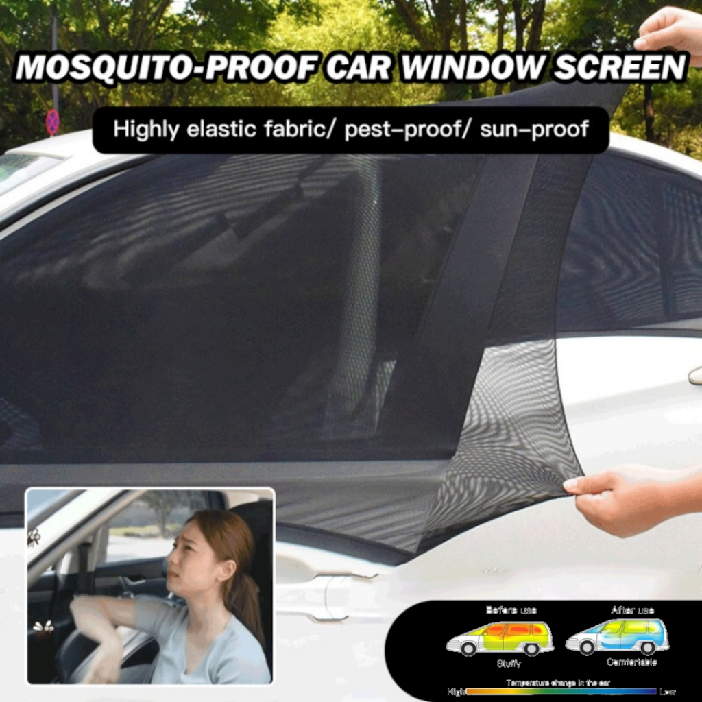 Car Anti Insect Front Rear Window Net Sun Shade Magic Elastic Kelambu ...