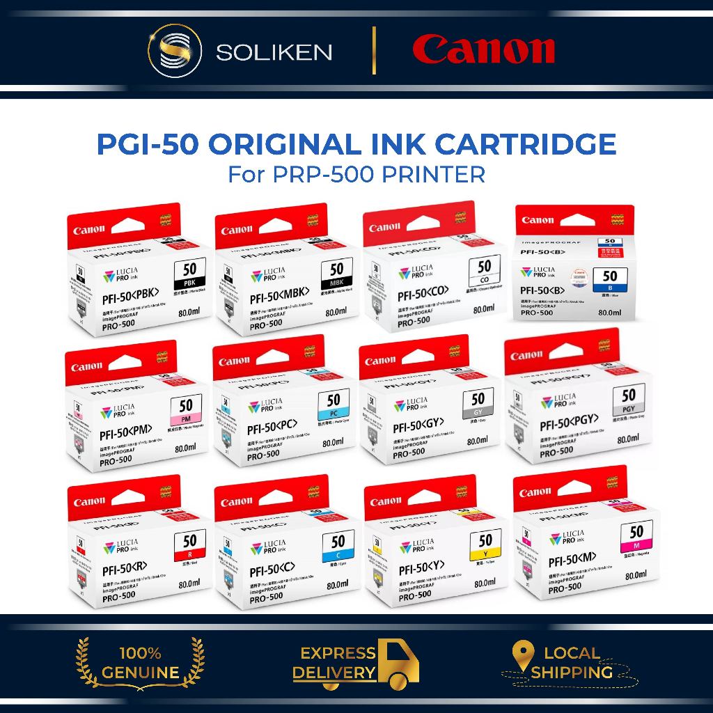 CANON PFI-50 ORIGINAL INK CARTRIDGE FOR PRO-500 PRO500 PRINTER | Shopee ...