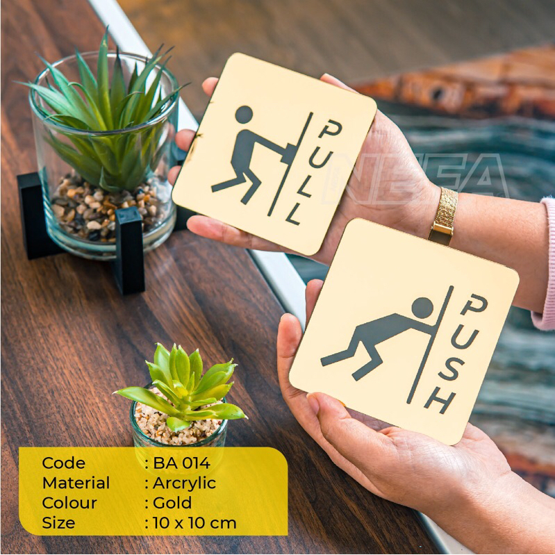 Modern Door Sign, Push & Pull sign, please ring the bell, tekan loceng ...