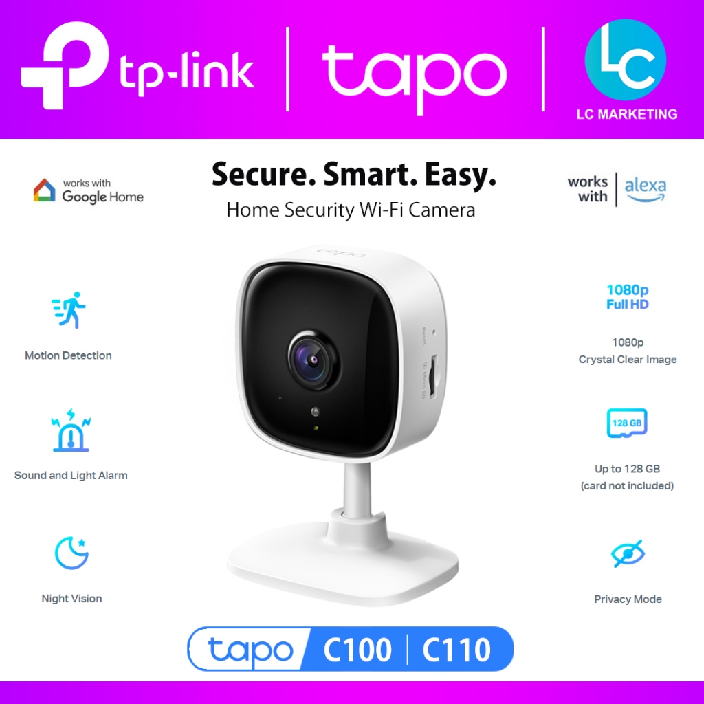 TP-Link Tapo C100 / C110 Home Security Wireless WiFi Smart Security Surveillance IP Camera ...