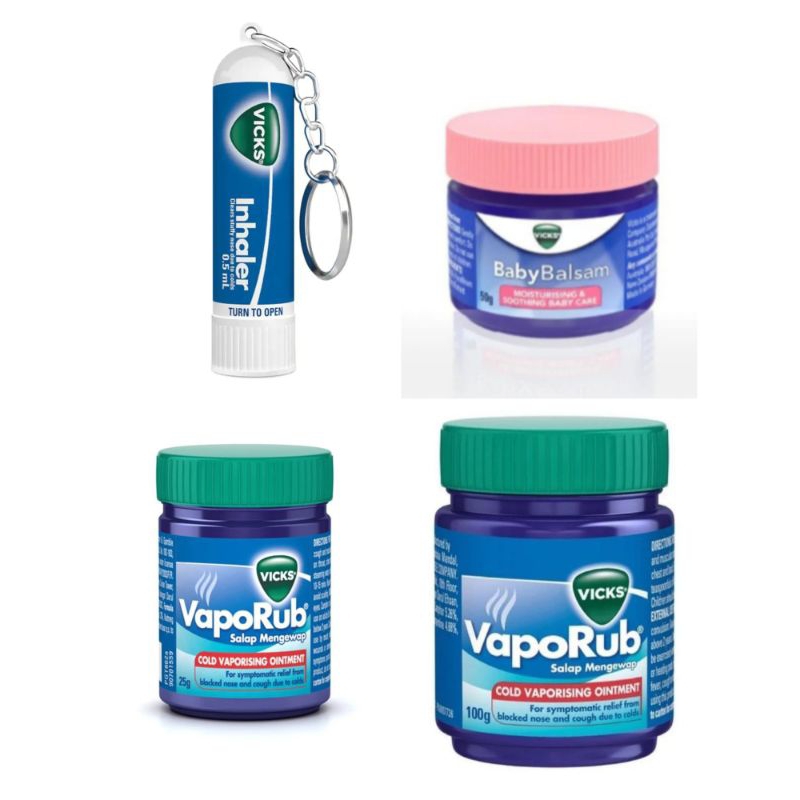 VICKS VAPORUB & INHALER ( 0.5 ML / 25G / Baby Balsem 50G / 100G / Vicks ...