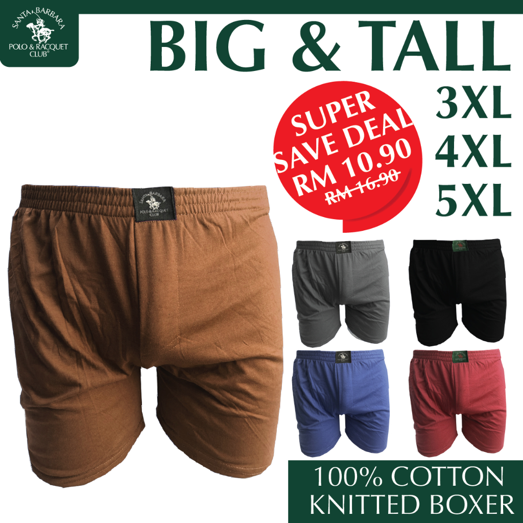 SBPRC Men Underwear 100% Cotton Big & Tall Knitted Boxer 319 Assorted ...