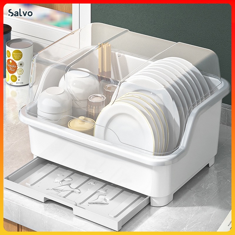 Salvo Dish Rack With Cover Dustproof Kitchen Dish Drainer Rack ...