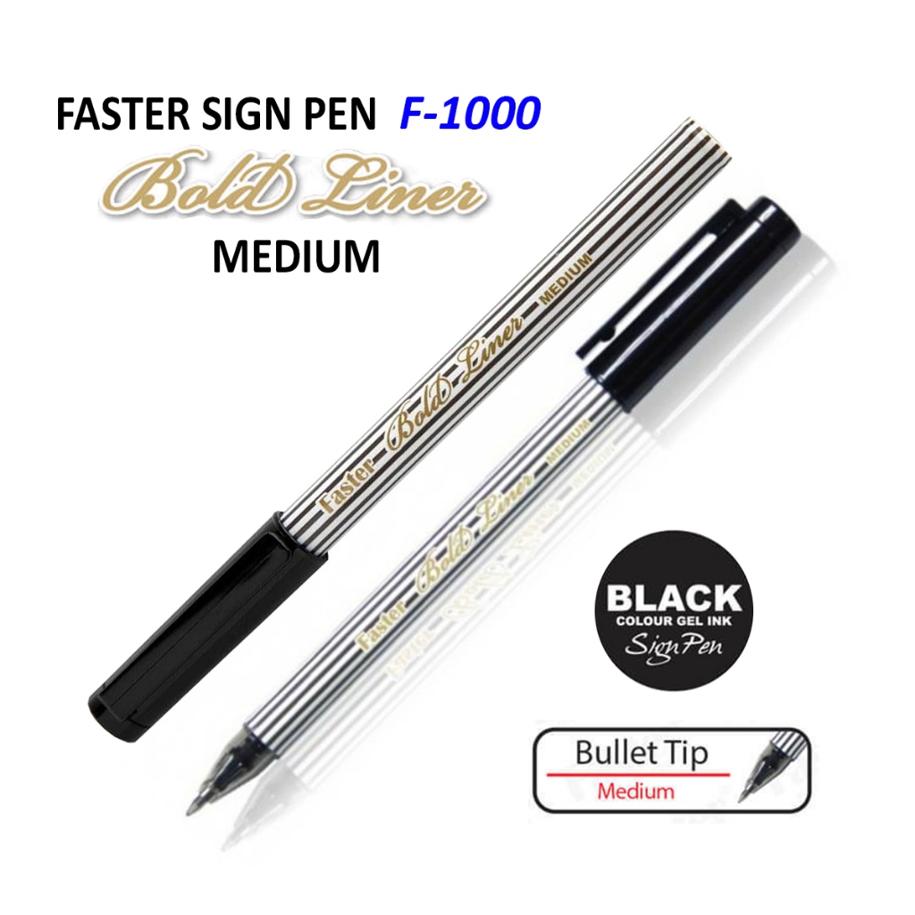 FASTER SP-F-1000 Sign Pen Bold Liner Medium BLACK Colour Gel Ink - RM20 ...