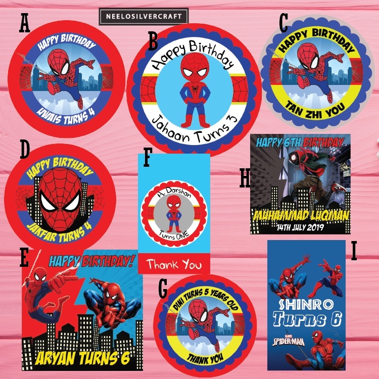 Spiderman Theme Customize Sticker Label & Tagging TQ Card | Shopee Malaysia