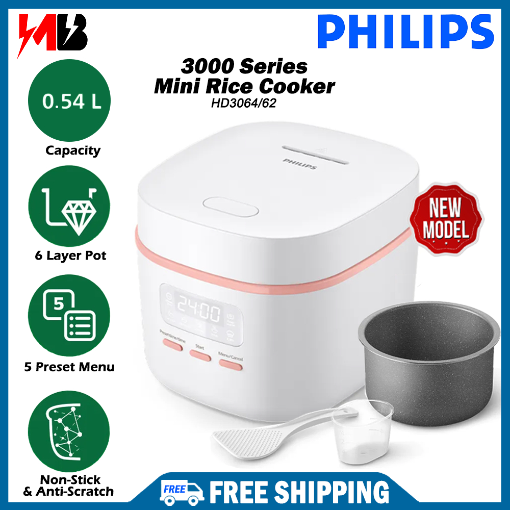 [ FREE SHIPPING ] Philips 3000 Series Digital Mini Rice Cooker (0.54L ...