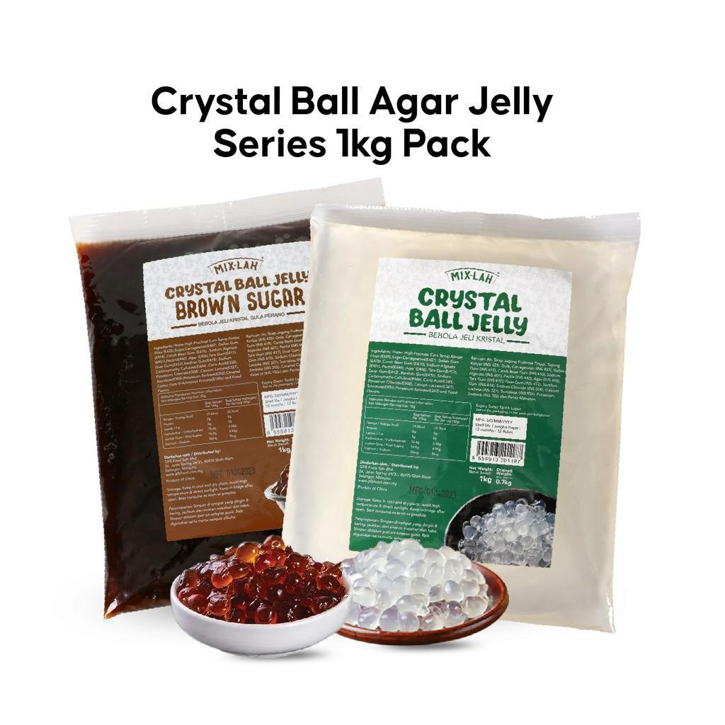 MIX-LAH Brown Sugar Crystal White Agar Pearl Jelly Balls 1kg ...